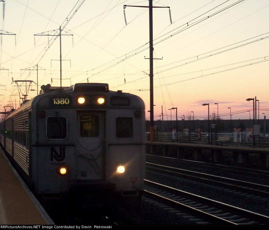 NJT 1380 at sunset